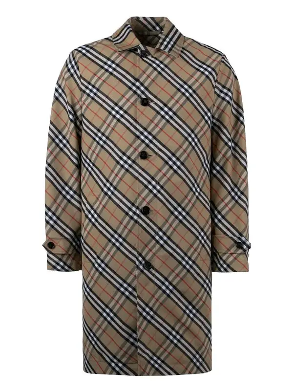 Burberry Checked Car Coat - Beige