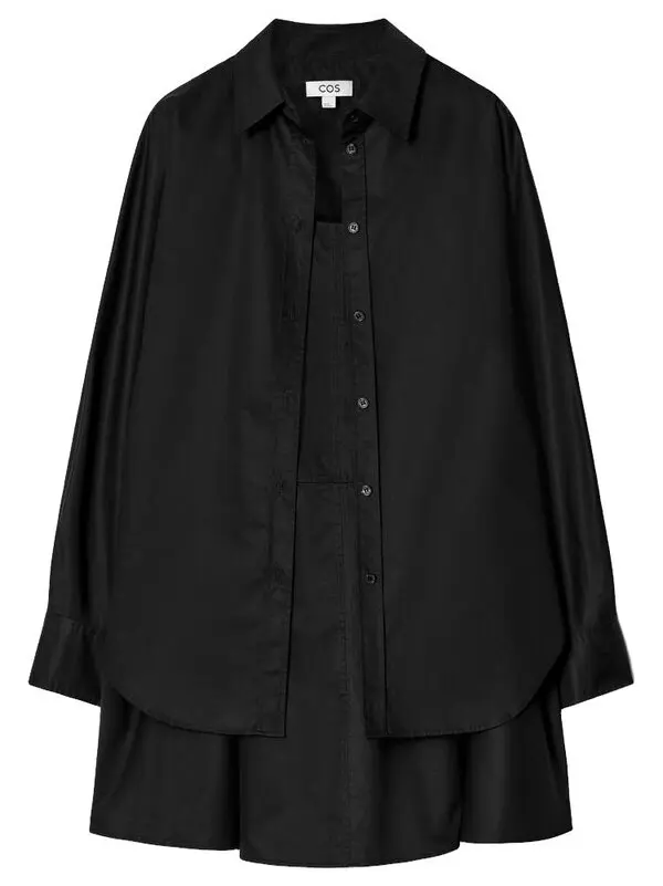 Cos Layered Shirt Mini Dress - Black