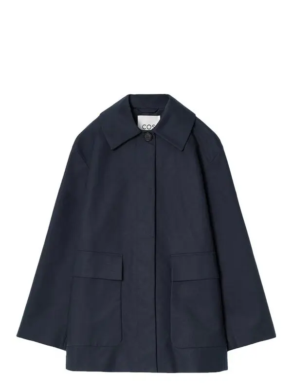 Cos Collared Cotton Car Jacket - Navy