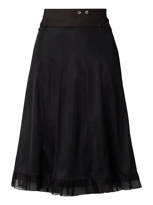 MAISON MARGIELA Paneled Chiffon And Cotton Midi Skirt - Black