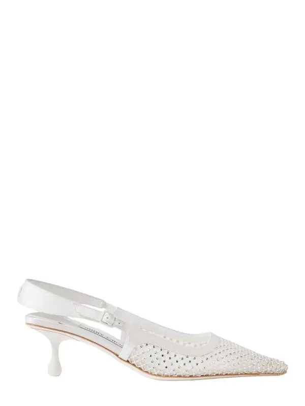 JIMMY CHOO Amel 50 Crystal-embellished Slingback Pumps - Neutrals