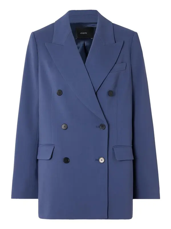 JOSEPH Valery Double-breasted Cady Blazer - Blue