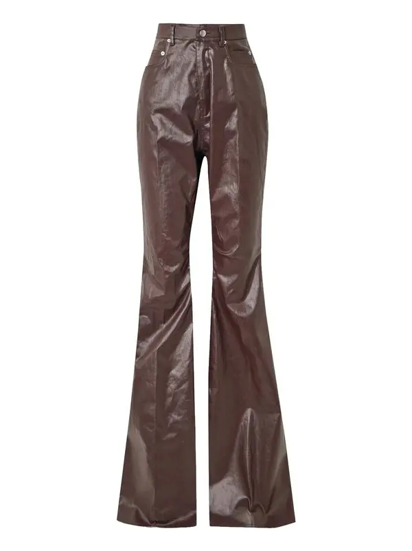 Rick Owens Bolan Coated Flared Jeans - Brown