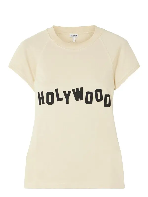 Loewe Printed Cotton-blend Jersey T-shirt - Neutrals