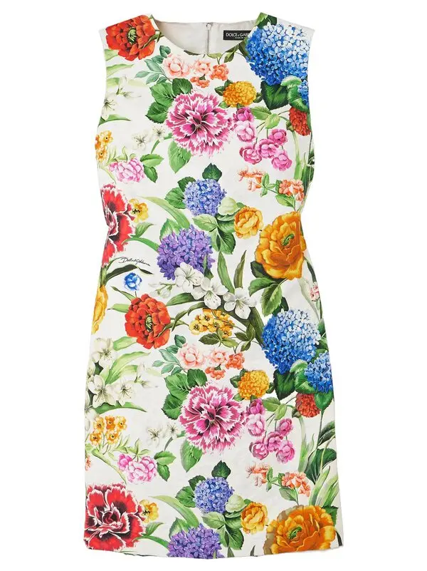 Dolce & Gabbana Floral-print Mini Dress - White