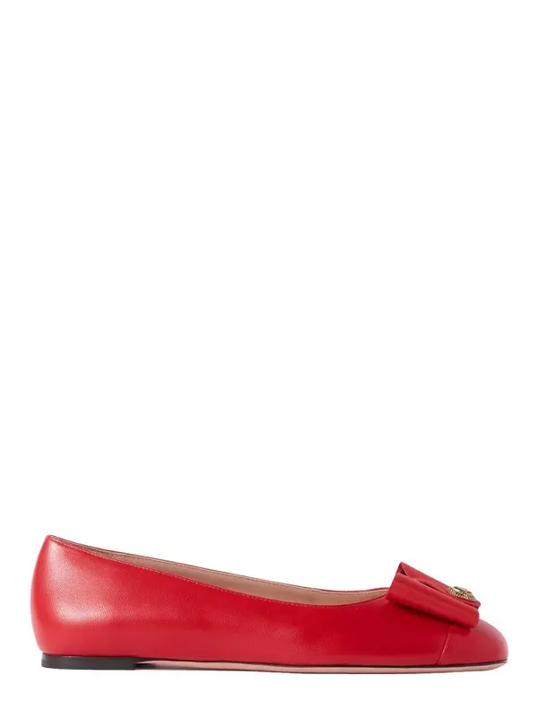 Bally B-bow Embellished Leather Ballet Flats - Red