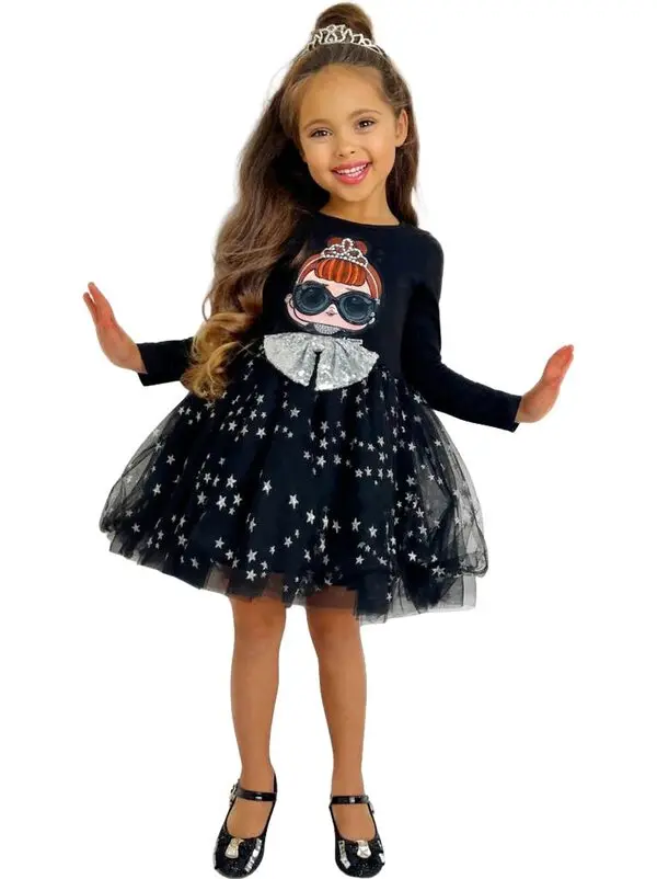 MIA BELLE GIRLS L.o.l. Surprise It Baby Shimmer Star Tutu Dress - Black