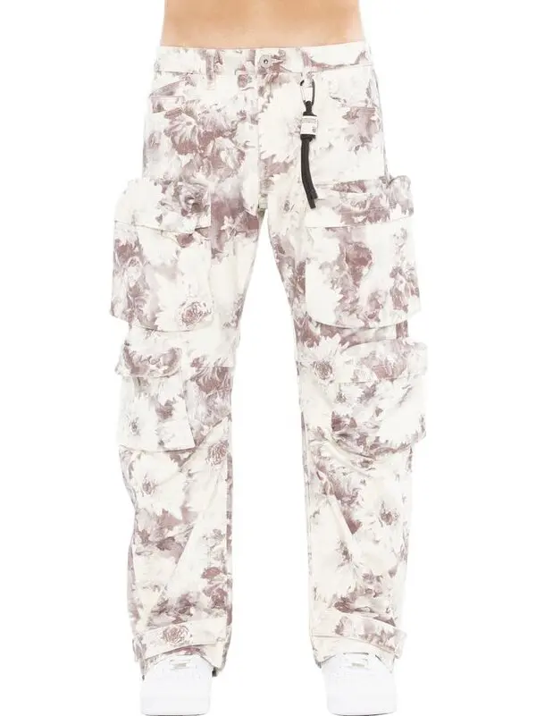 CULT OF INDIVIDUALITY Baggy Cargo Jeans - Flora Print