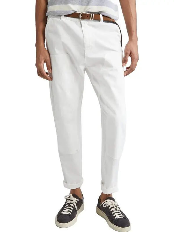 Eleventy Stretch Cotton Carpenter Pants - 01 White