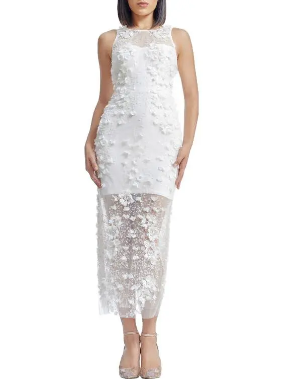 Dress The Population Helena Beaded Floral Gown - White