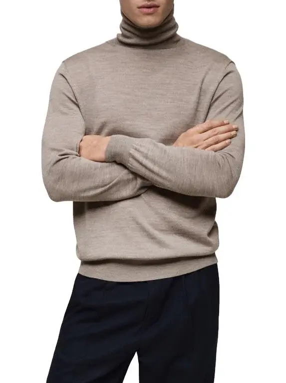 Mango Wool Turtleneck Sweater - Medium Brown