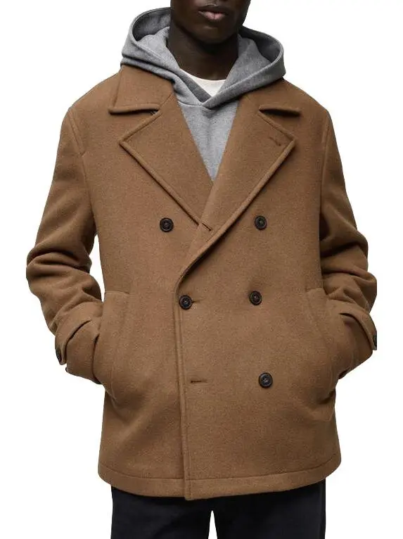 Mango Wool-blend Pea Coat - Medium Brown