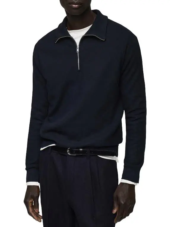Mango Piqué Sweater - Dark Navy