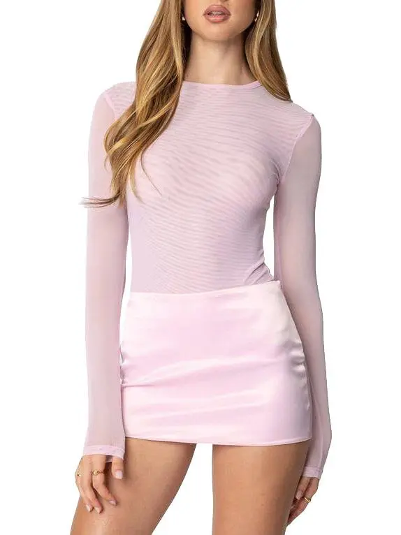 EDIKTED Clio Mesh Bodysuit - Light-pink