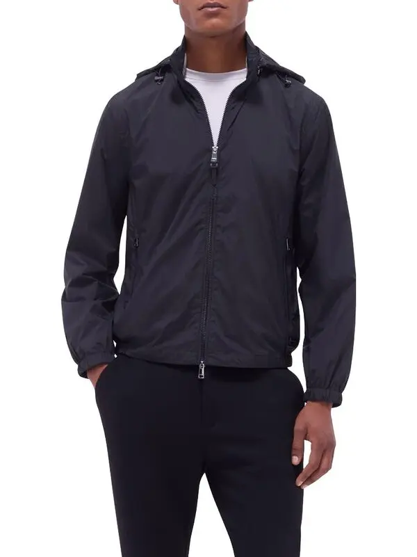 Bugatchi Water Repellent Packable Jacket With Removable Hood - Black