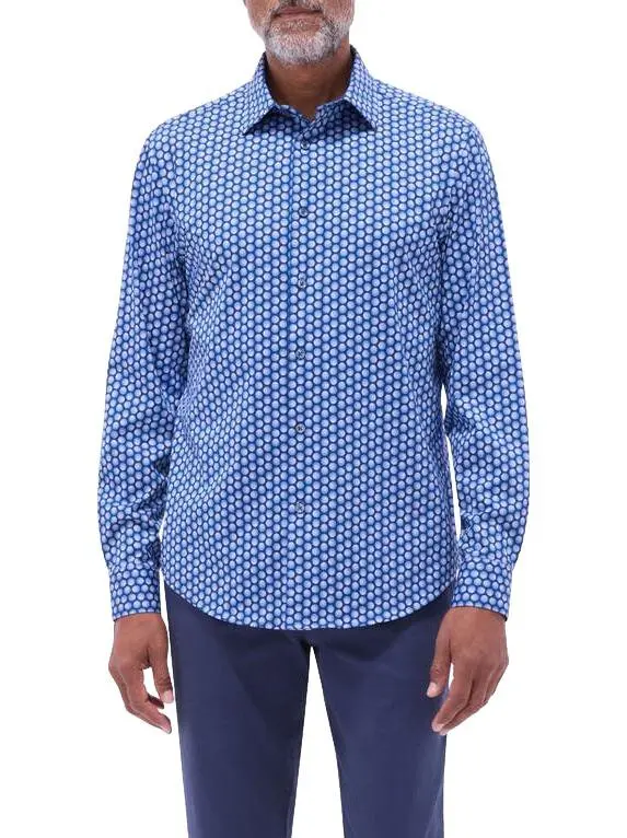 Bugatchi Jimmy Ooohcotton® Geo Print Button-up Shirt - Cobalt