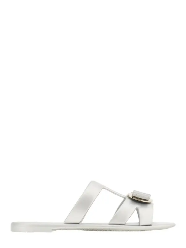 FERRAGAMO Vara Plate Strappy Slides - Silver