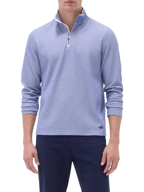 Bugatchi Quarter Zip Performance Pullover - Cobalt