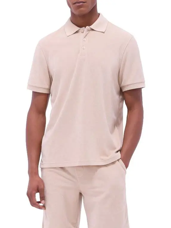 Bugatchi Cotton Blend French Terry Polo - Sand