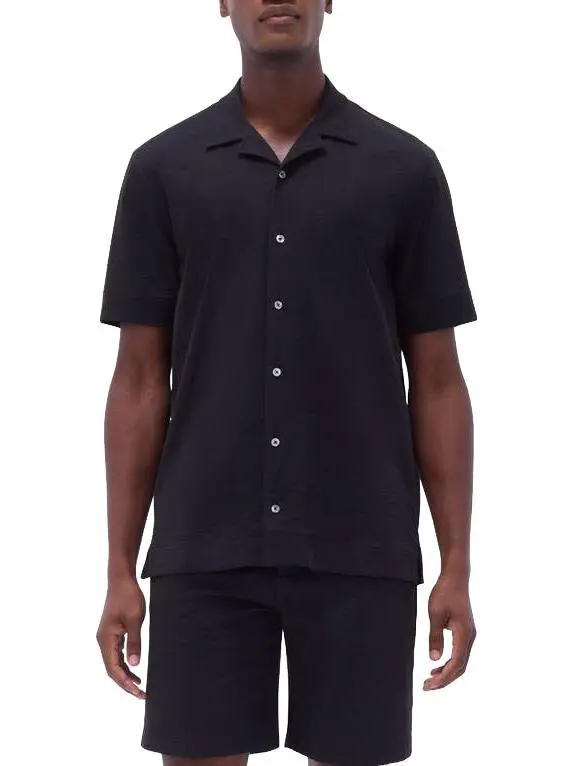 Bugatchi Camp Collar Short Sleeve Button-up Shirt - Black