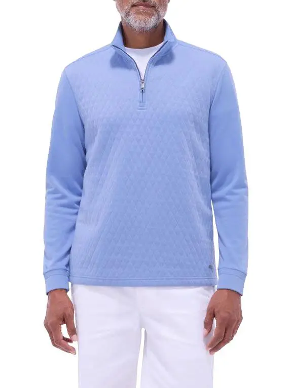 Bugatchi Quilted Quarter Zip Pullover - Air Blue