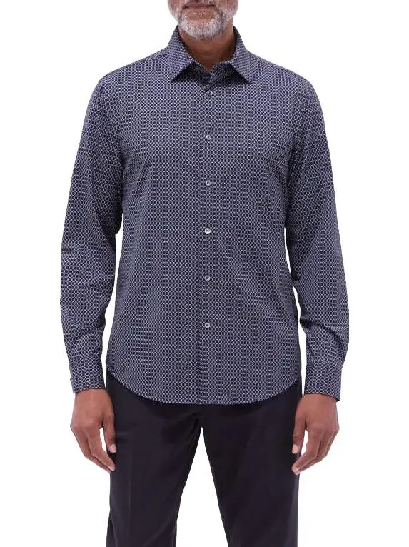 Bugatchi James Ooohcotton® Geometric Print Button-up Shirt - Black