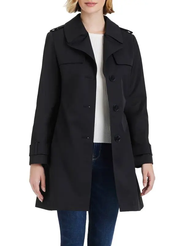 Kate Spade New York Short Trench Coat - Black