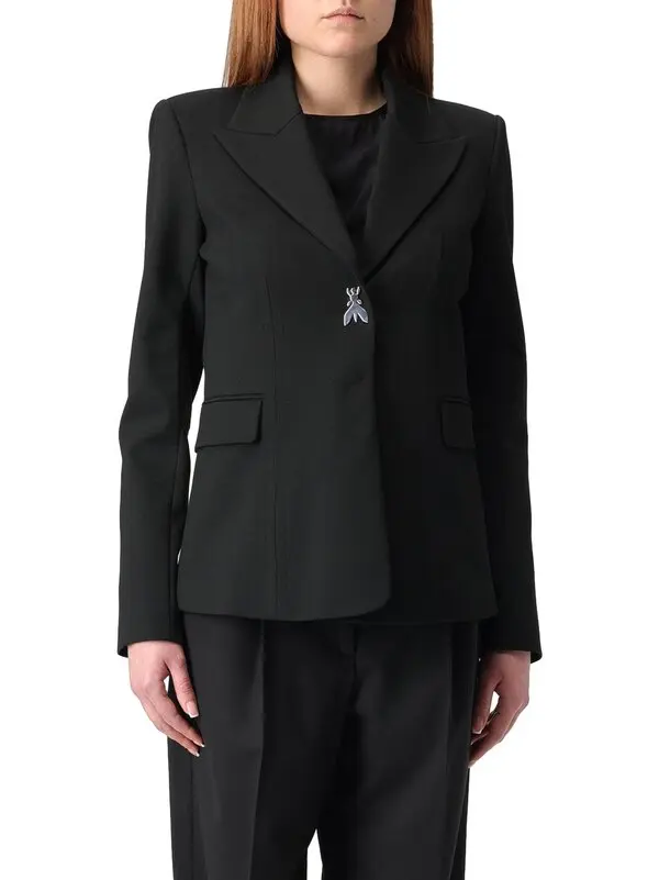 Patrizia Pepe Notched Lapel Jacket - Black