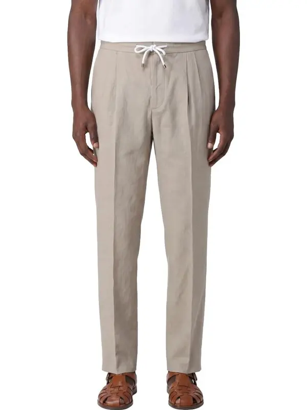 Brunello Cucinelli Linen And Cotton Trousers - Kaki