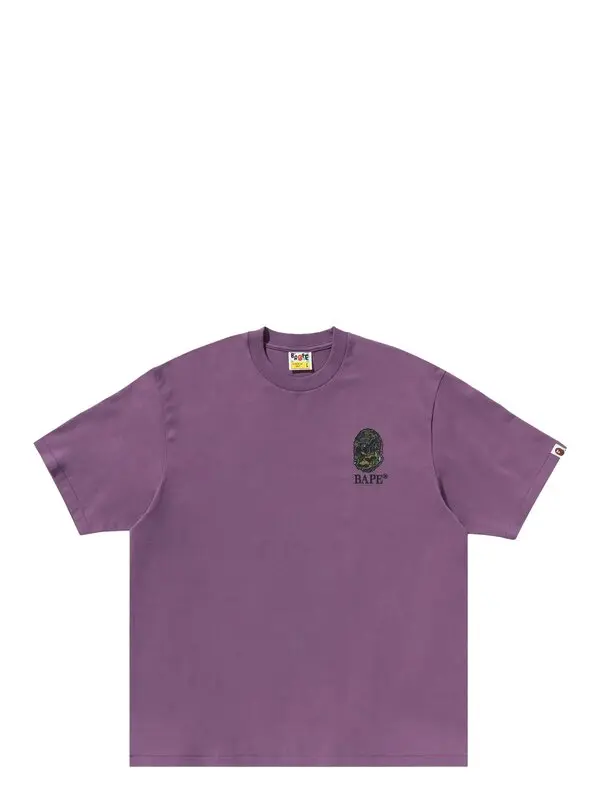 A BATHING APE Camo Stone Ape Head Relaxed Fit Tee - Purple