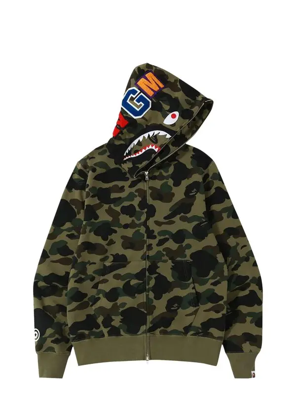 BAPE 1st Camo Shark Full Zip Hoodie - Green