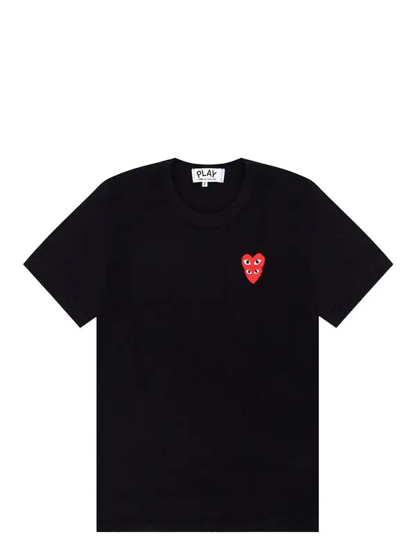 Play Comme Des Garcon Double Heart Tee - Black