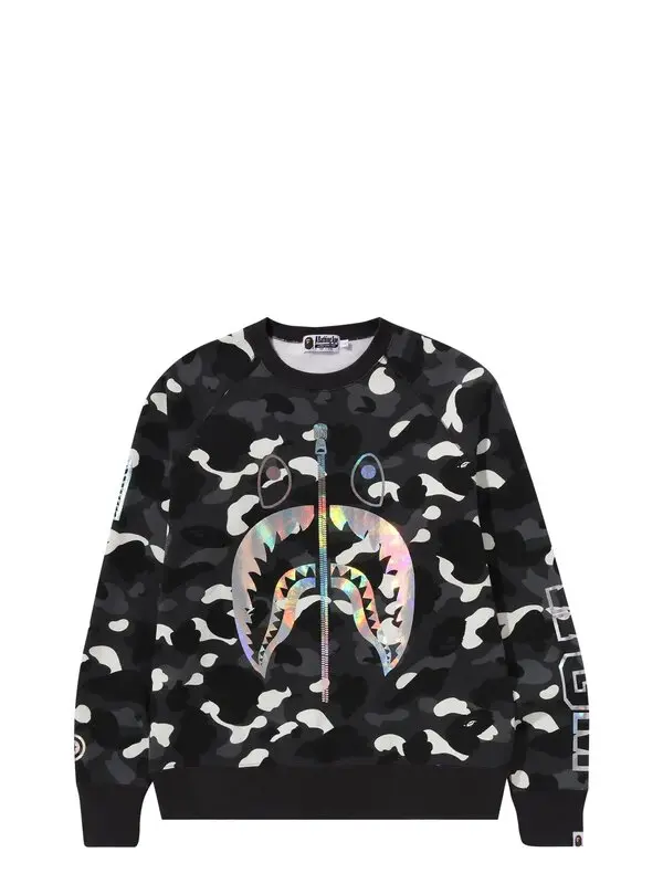 A BATHING APE City Camo Shark Crewneck - Black