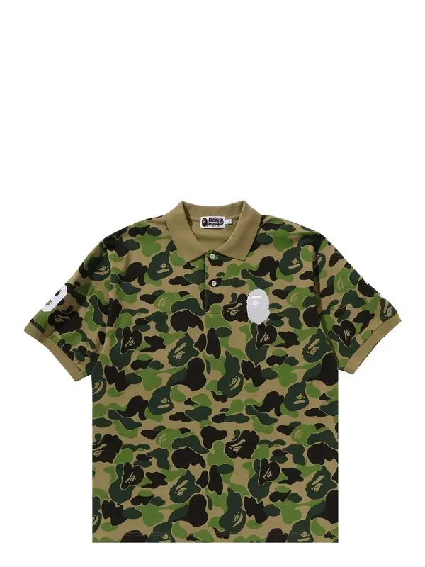 A BATHING APE Abc Camo Large Ape Head Polo - Green