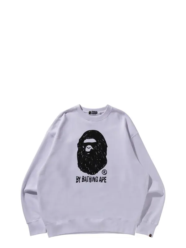 A BATHING APE Hand Draw Ape Head Crewneck - White