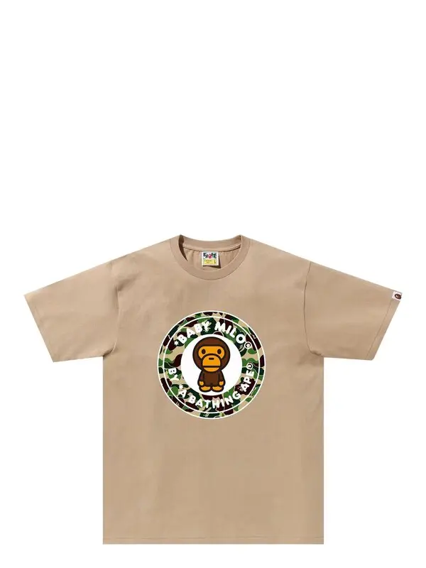 A BATHING APE Abc Camo Milo Busy Works Tee 'beige/green - Tan