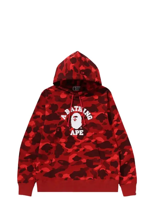BAPE Color Camo College Pullover Hoodie - Red