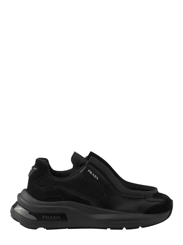 Prada Systeme Brushed Leather Sneakers - Black