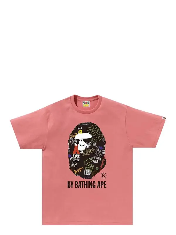 A BATHING APE Hand Draw Pattern Bathing Ape Tee - Pink