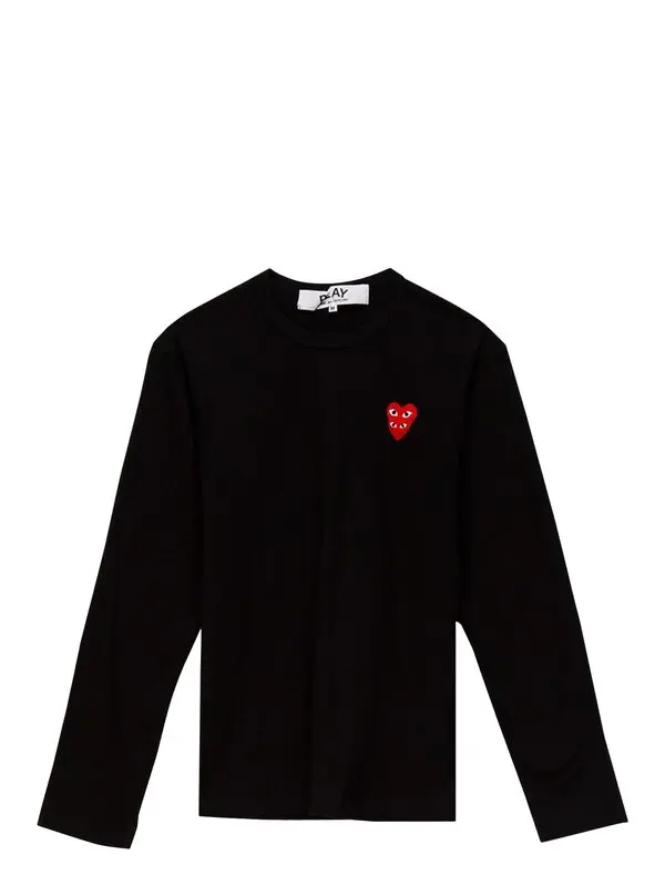 Play Comme Des Garcon Double Heart Long-sleeve T-shirt - Black