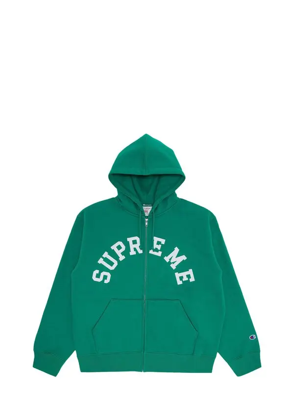Supreme X Champion Zip Up Hooded Sweatshirt - Green