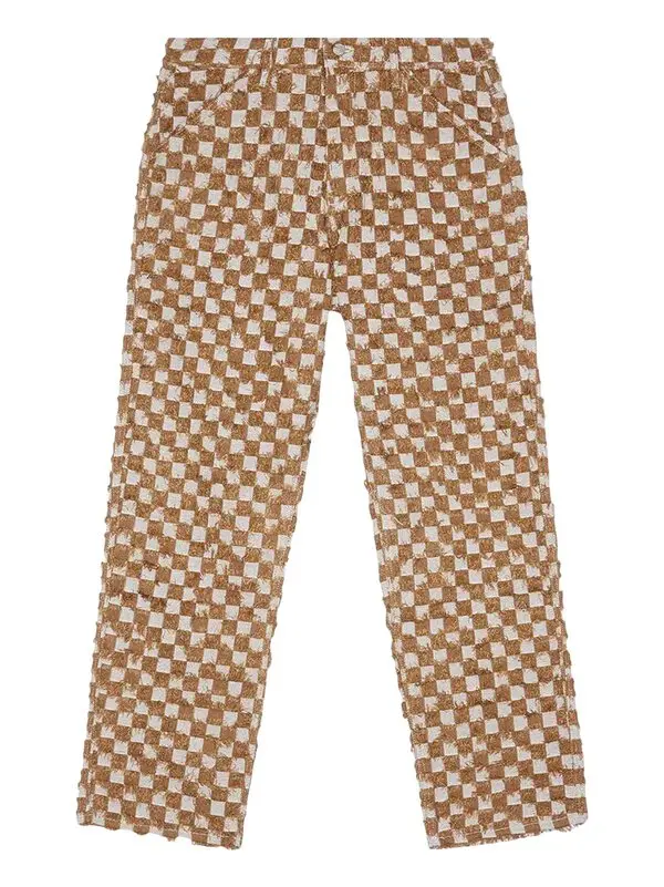 PLEASURES Curfew Checker Work Pants - Brown