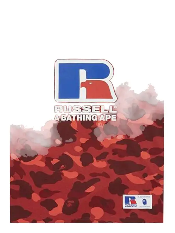 A BATHING APE X Russell Athletic Color Camo Tee - Red
