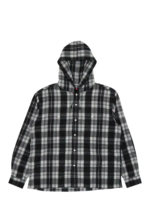Supreme Printed Hooded Flannel Shirt - Black