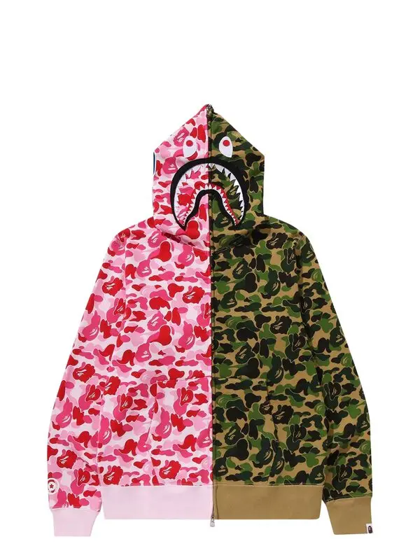 BAPE Abc Camo Crazy Shark Full Zip Hoodie - Pink