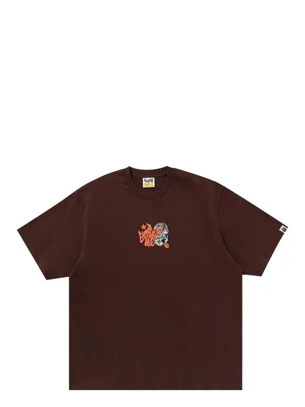 A BATHING APE Graffiti Ape Head Relaxed Fit Tee - Brown