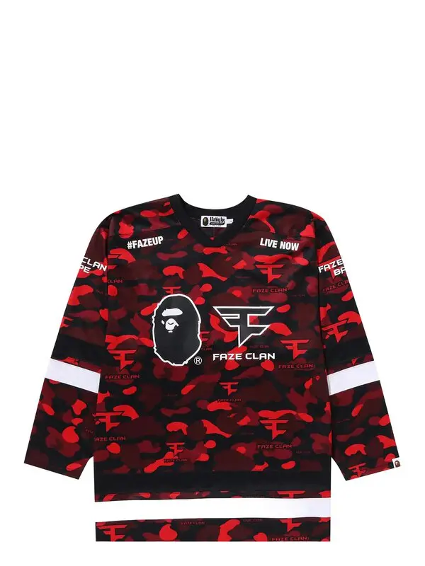 A BATHING APE X Faze Clan Hockey Long-sleeve Tee - Red