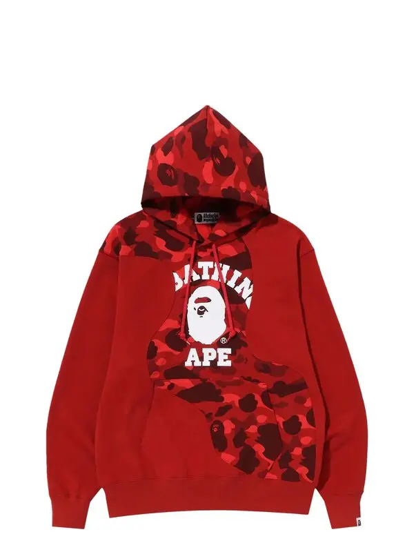 A BATHING APE Color Camo College Cutting Relaxed Fit Hoodie - Red