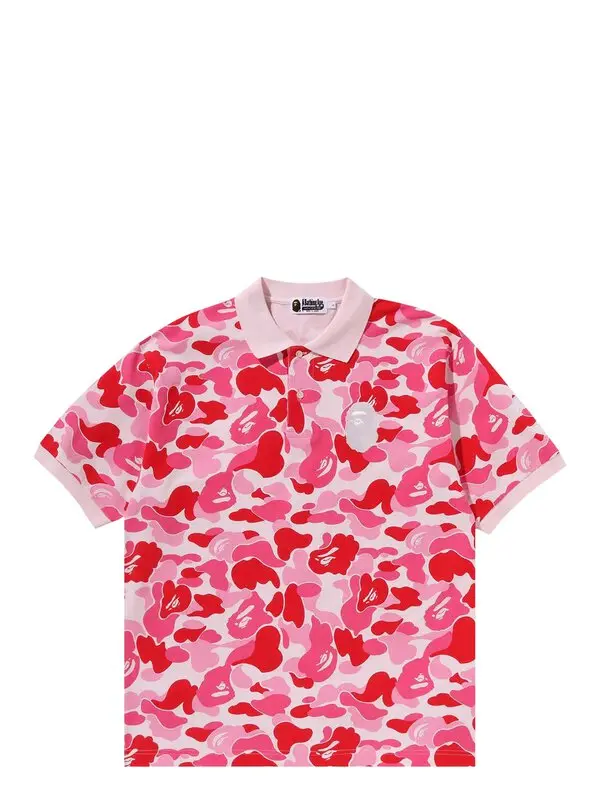 A BATHING APE Abc Camo Large Ape Head Polo - Pink