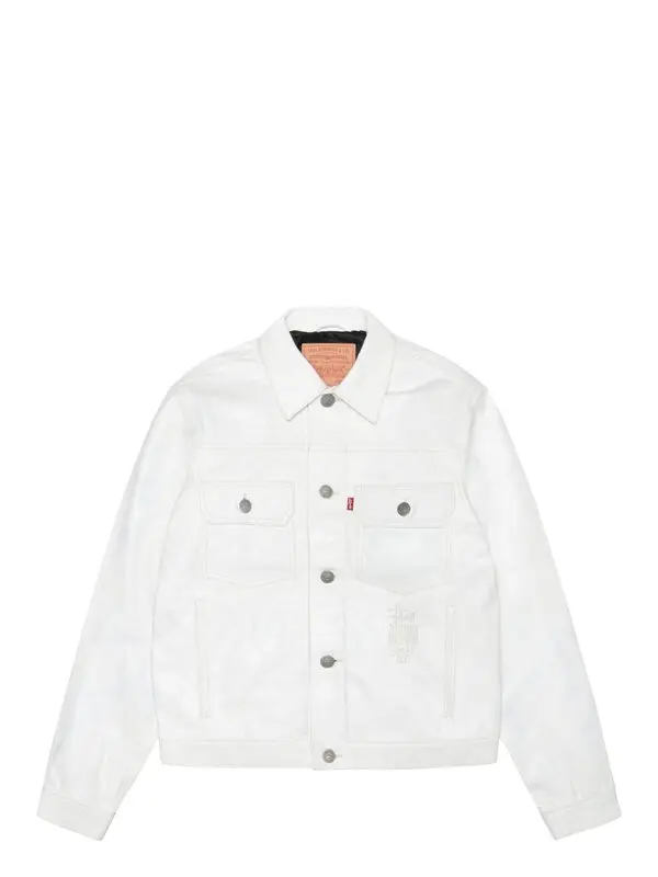 StÜssy X Levi's Leather Trucker Jacket - White